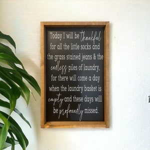 Laundry Room Quote - Thankful for Laundry - Wood Framed Sign - Laundry ...