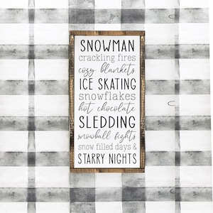 Winter Quotes - Favorites - Snowman - Snowflake - Sledding Sign - Wood ...