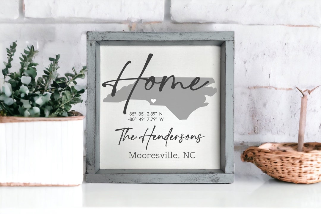 Home - State - Coordinates - Wood Sign - Home Decor - Wall Art ...