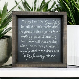 Laundry Room Quote - Thankful for Laundry - Wood Framed Sign - Laundry ...
