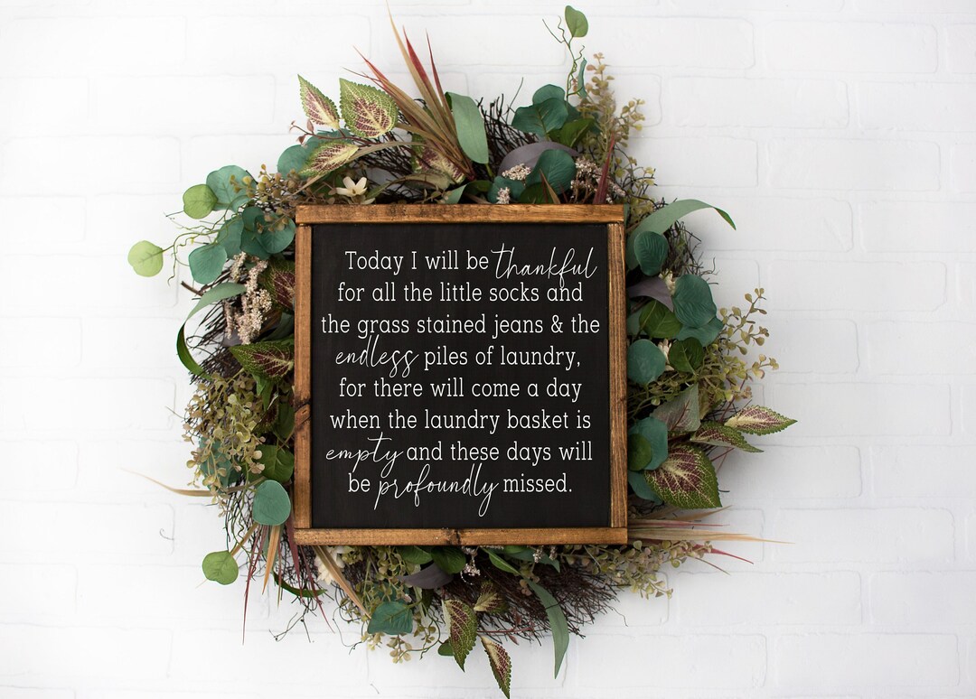 Laundry Room Quote - Thankful for Laundry - Wood Framed Sign - Laundry ...
