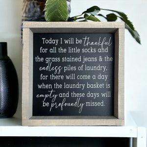 Laundry Room Quote - Thankful for Laundry - Wood Framed Sign - Laundry ...