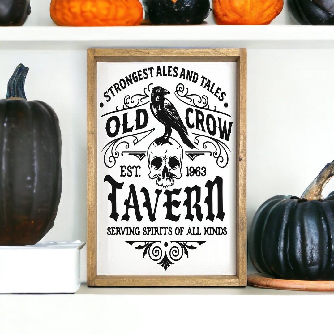 Old Crow Tavern - Halloween Bar Decor - Wood Sign - Spooky Farmhouse ...