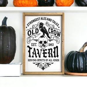 Old Crow Tavern - Halloween Bar Decor - Wood Sign - Spooky Farmhouse ...