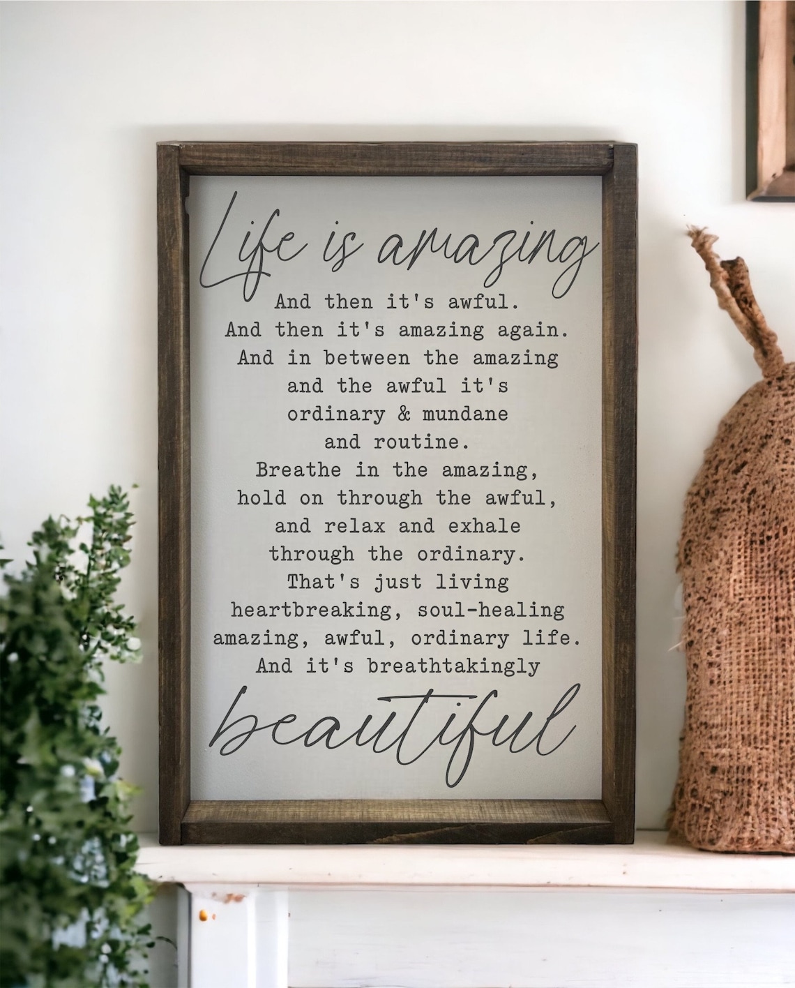 Life is Amazing - Large Wood Sign - Home Decor - Wall Art - Mantle ...