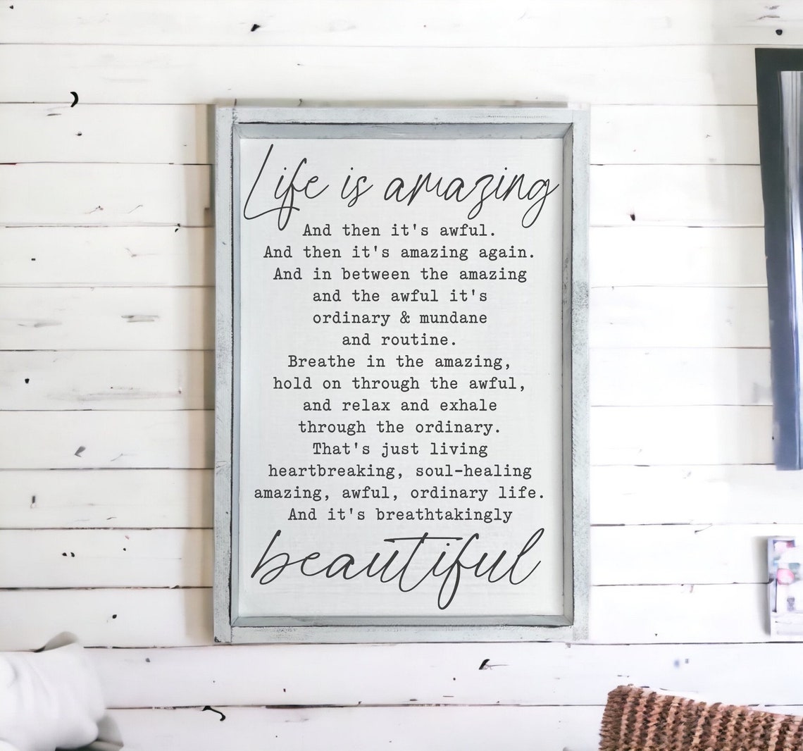 Life is Amazing - Large Wood Sign - Home Decor - Wall Art - Mantle ...