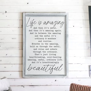 Life is Amazing - Large Wood Sign - Home Decor - Wall Art - Mantle ...