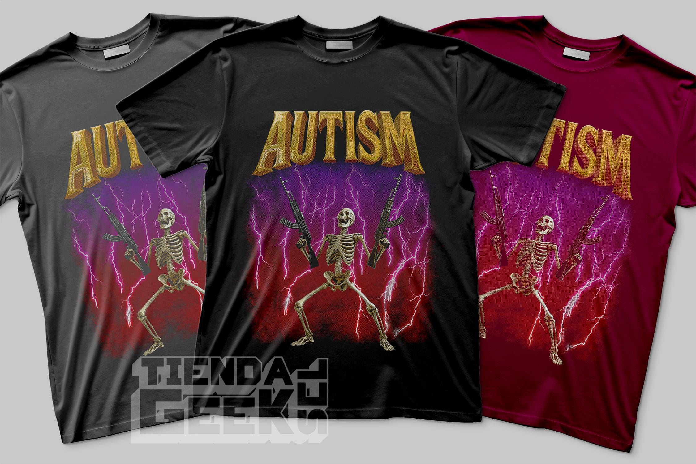 AUTISM Metal Skeleton - Digital File for Black T-shirts - Shirt Design ...