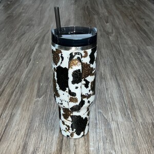 Brown and Black Cow Print Stanley Tumbler MADE TO ORDER - Etsy