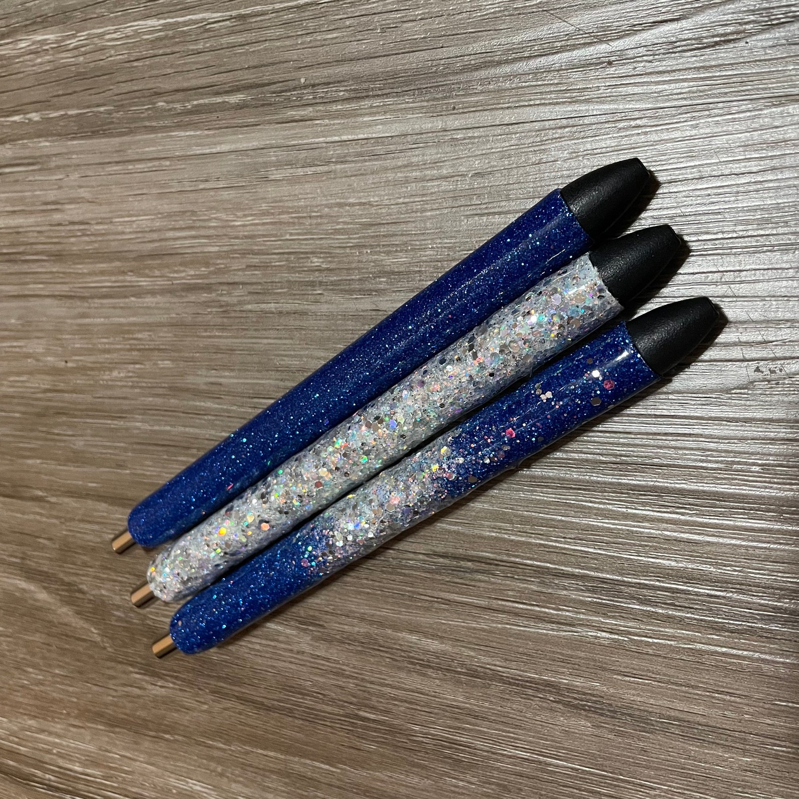 Dark Blue and Chunky Silver Custom 3 Pen Set | Etsy