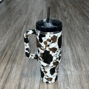 Brown and Black Cow Print Stanley Tumbler MADE TO ORDER - Etsy