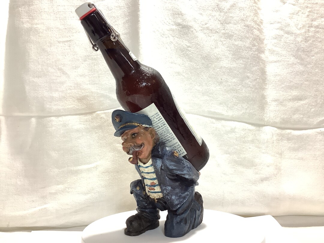 Vintage Sea Captain Wine Bottle Holder Figurine Sailor Wine Rack Funny ...