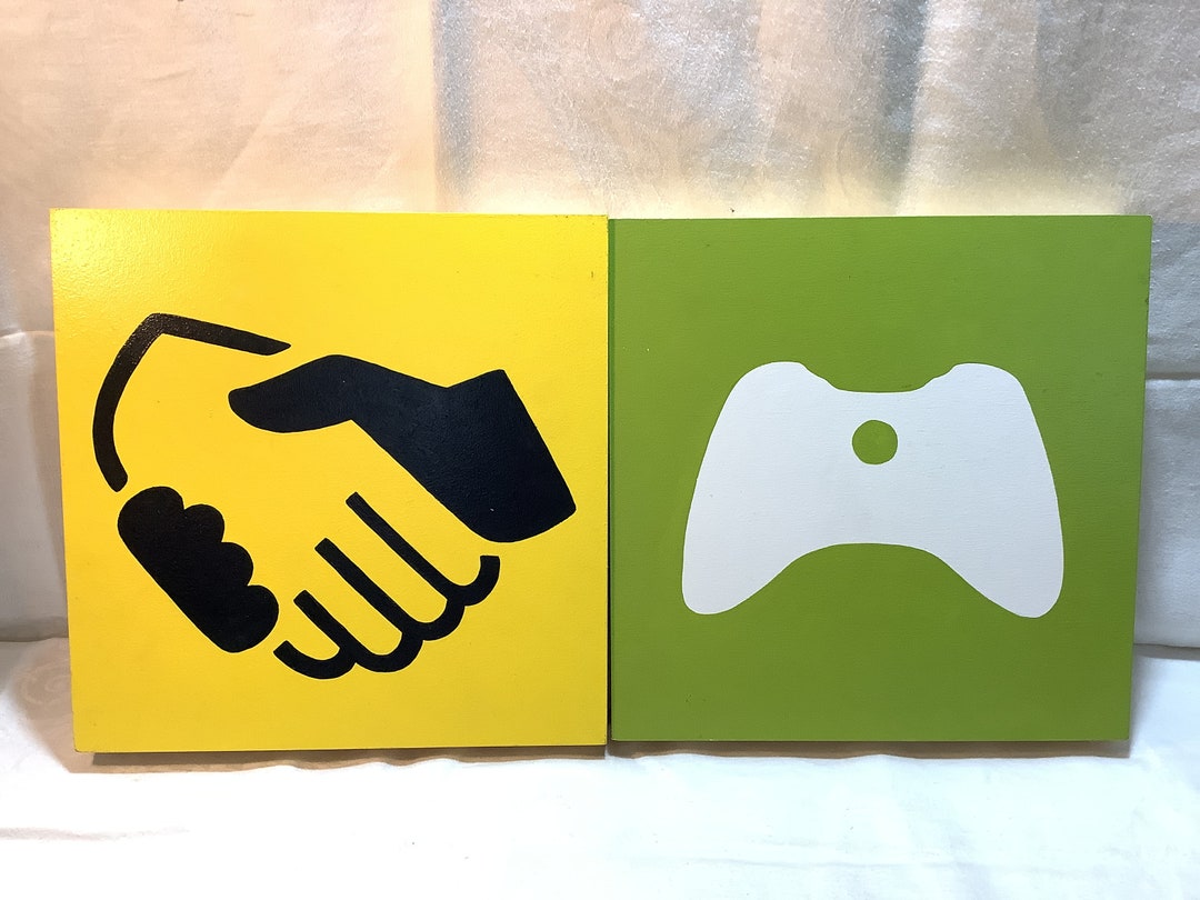 Xbox Original Art Print & Game Controller Handshake Images Gamer Wall ...