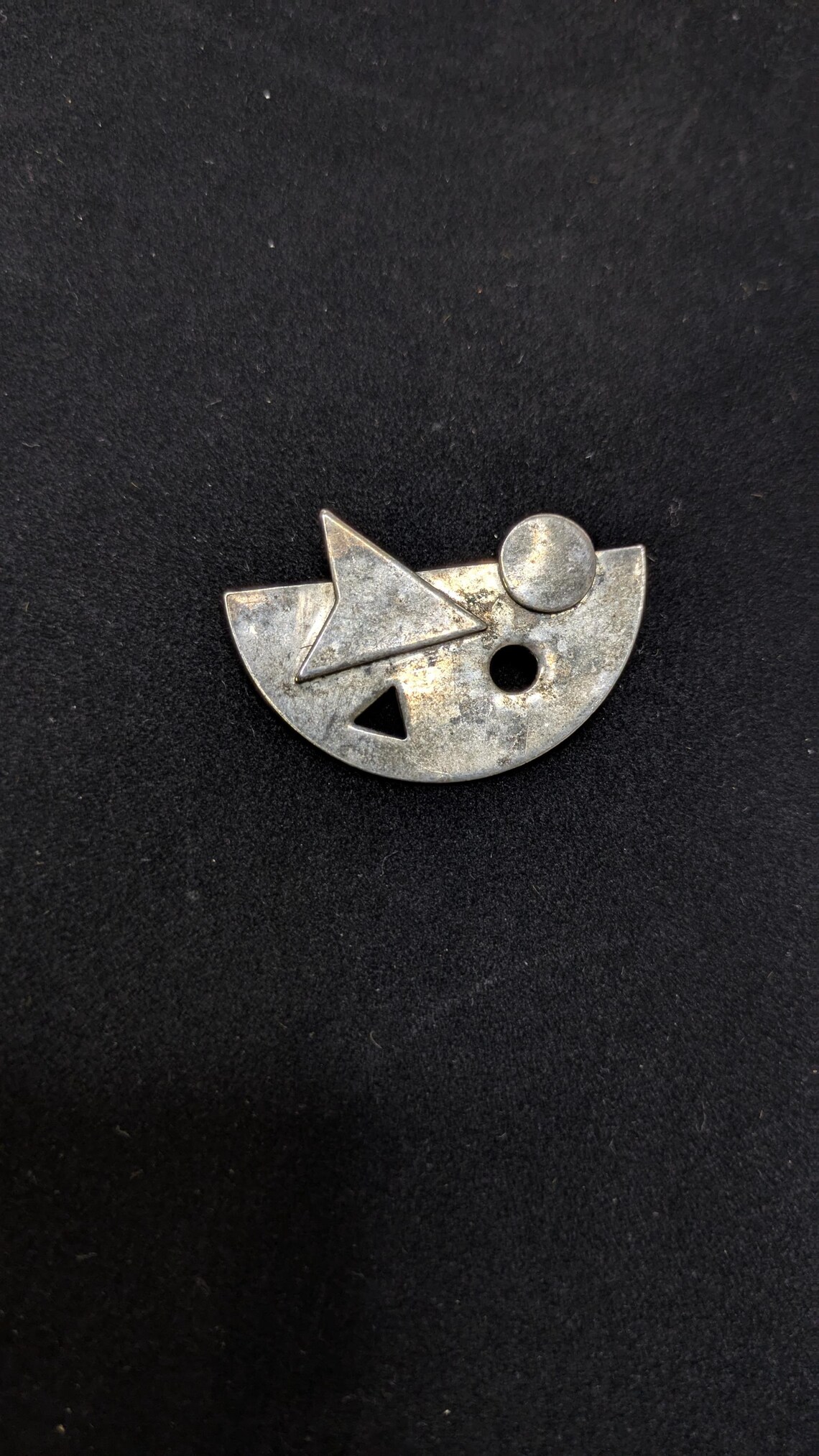 Vintage Geometric Modernist Brooch: Silver Tone Abstract Pin Jewellery ...