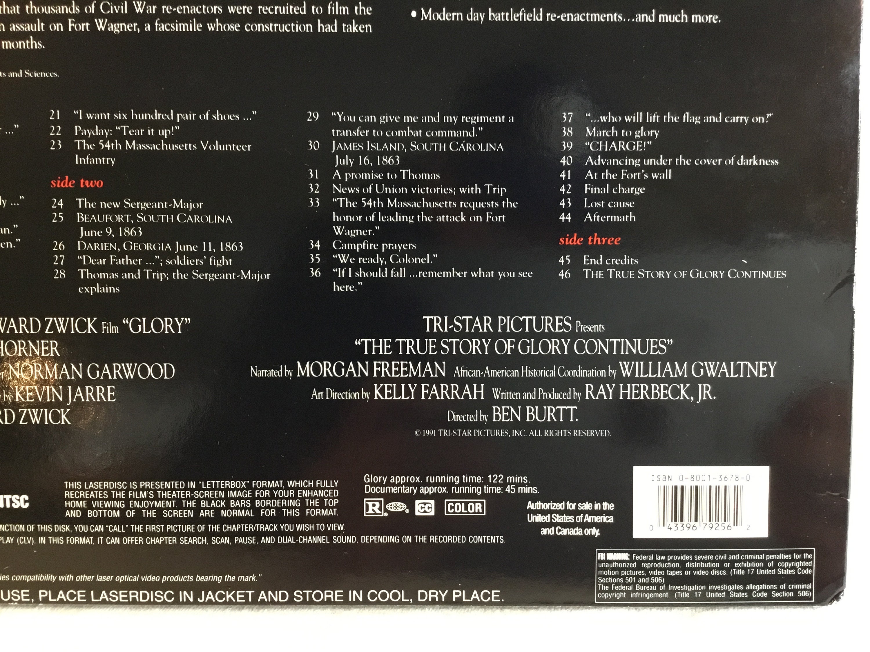 Vintage 1991 Glory Deluxe Widescreen Presentation Laserdisc Ld Dolby