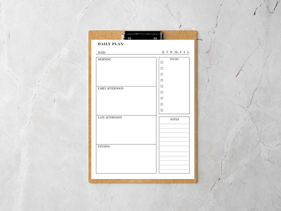 Simple Daily Planner Morning, Early Afternoon, Late Afternoon, Morning ...