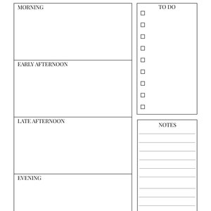 Simple Daily Planner Morning, Early Afternoon, Late Afternoon, Morning ...