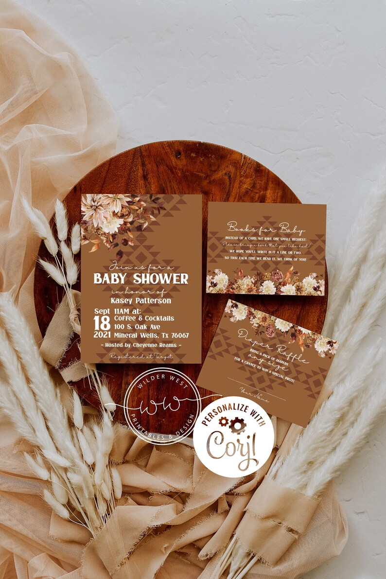 DIY Printable Brown Boho Baby Shower Suite - Etsy