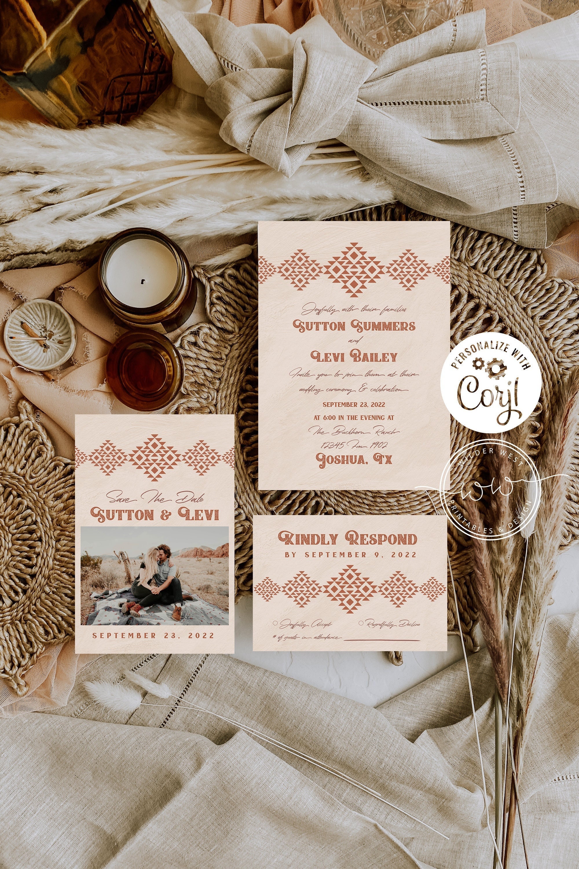 DIY Printable Rust Aztec Wedding Suite - Etsy