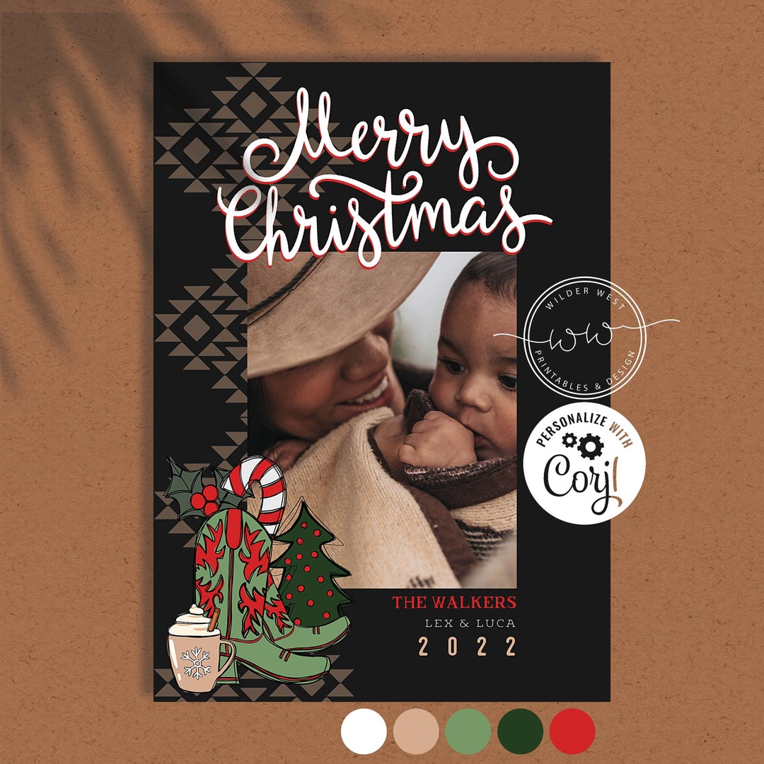DIY Printable Merry Boots Christmas Card - Etsy