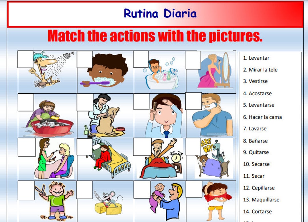 Mi Rutina Diaria Worksheets - Etsy