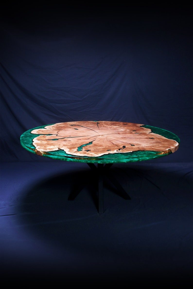 Round Live Edge Dining Table - Giant Round Epoxy River Table - Custom ...