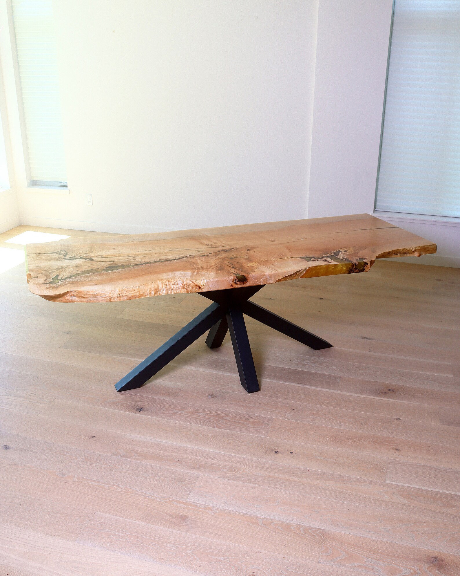 Solid Wood Single Slab Live Edge Table - Spalted Maple 8FT Natural ...