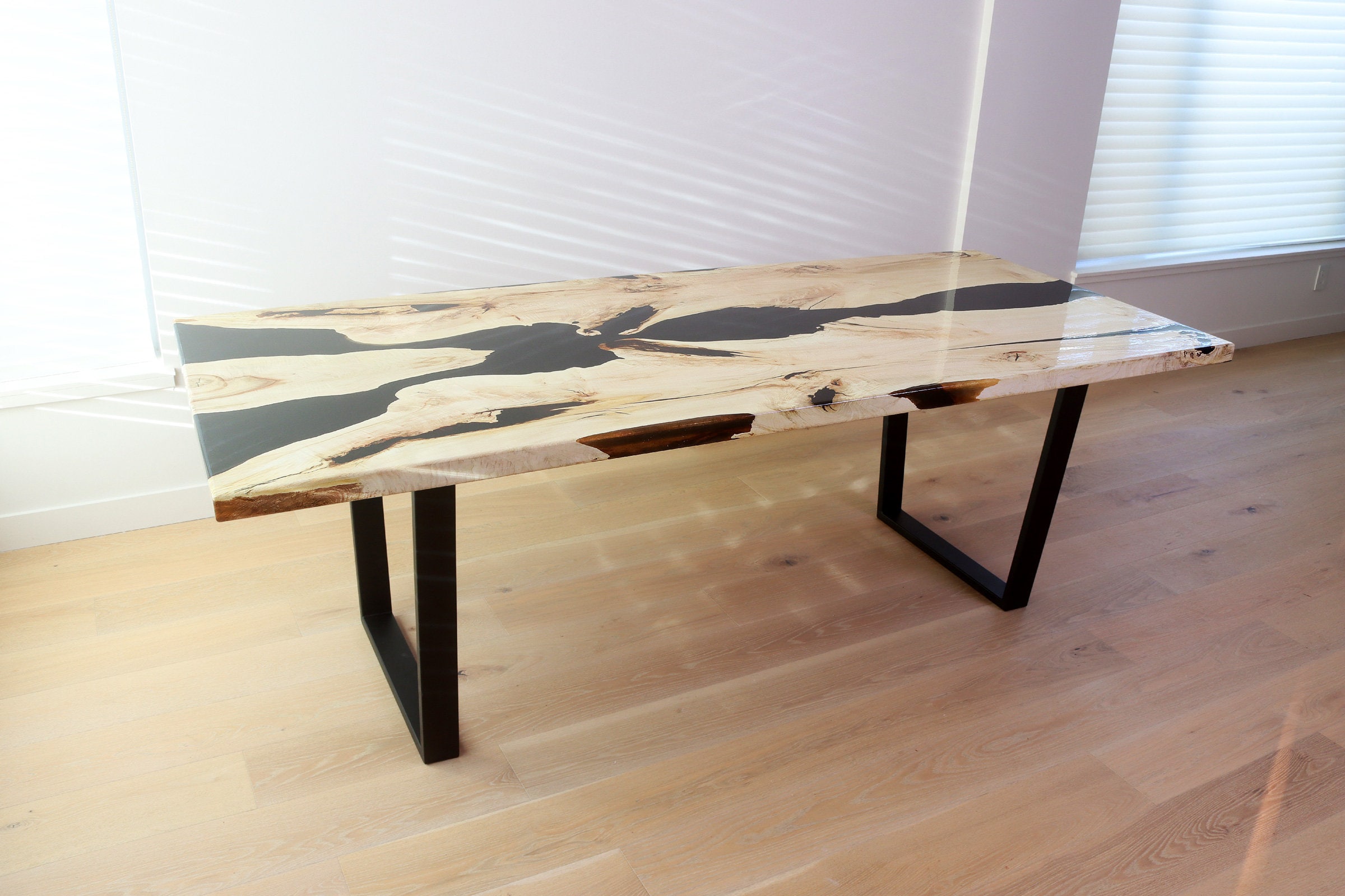 Mirrored Maple Live Edge River Table Customizable Made to Order Epoxy ...