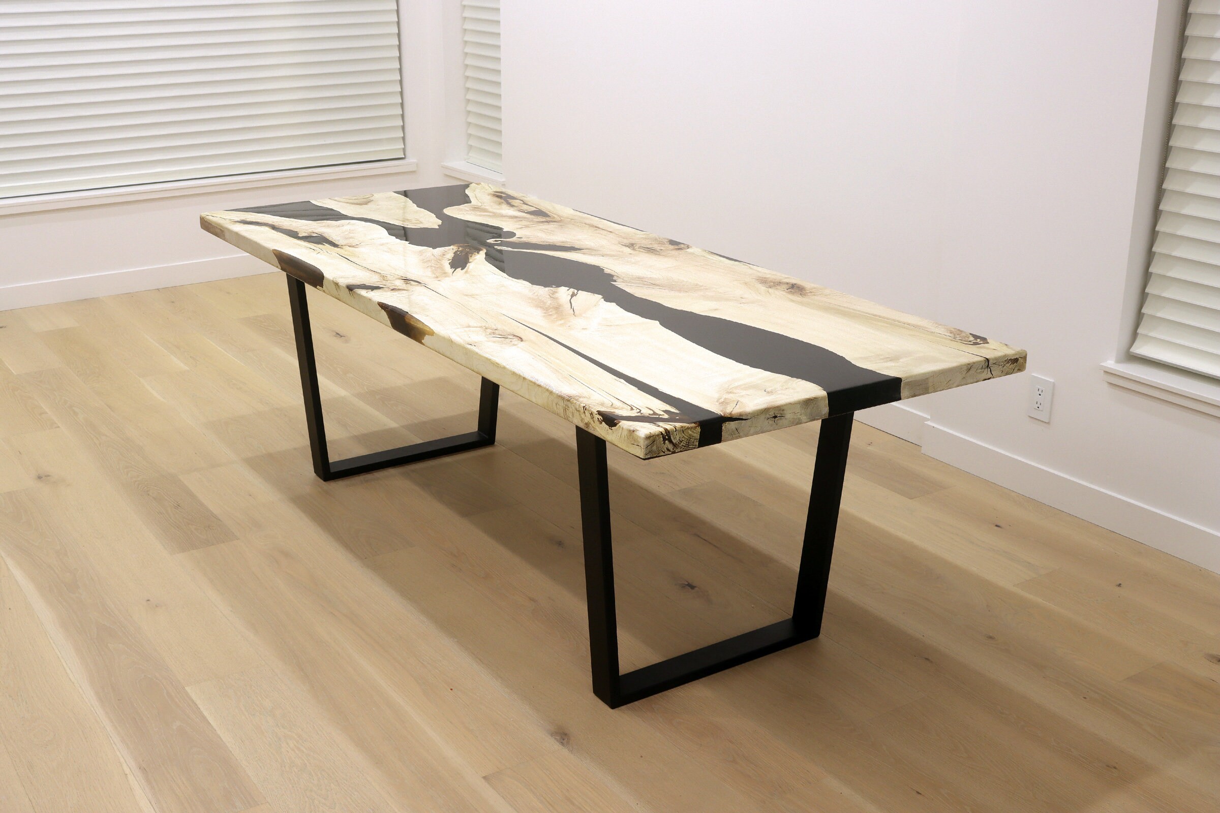 Mirrored Maple Live Edge River Table Customizable Made to Order Epoxy ...