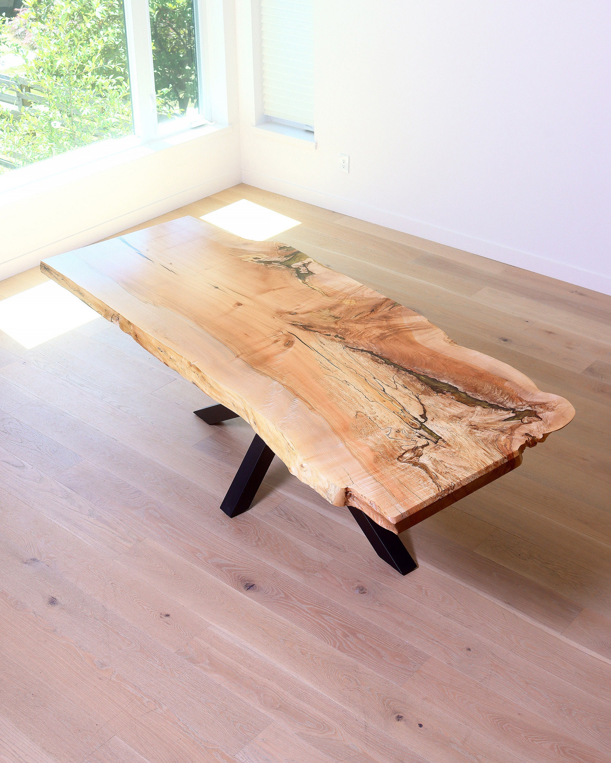 Solid Wood Single Slab Live Edge Table - Spalted Maple 8FT Natural ...