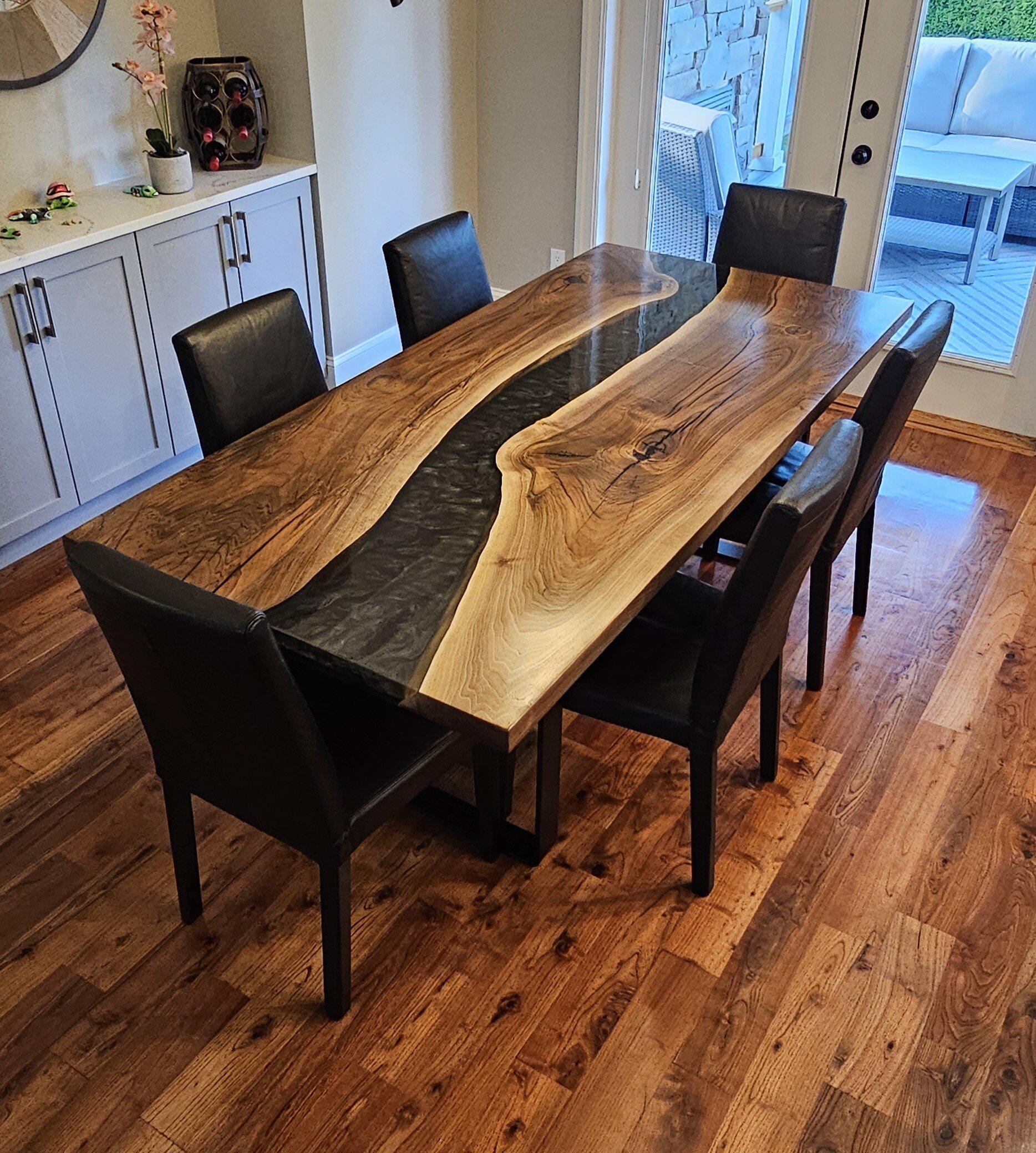 Black Walnut Wood Epoxy River Dining Table ~ Completely Custom Made ~ Solid Wood English/black ...