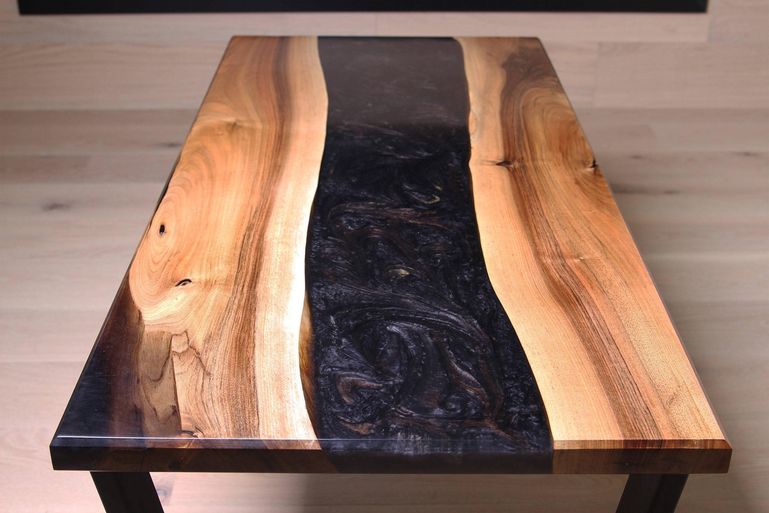 Black Walnut Live Edge Epoxy River Coffee Table ~ Custom Made to Order ...