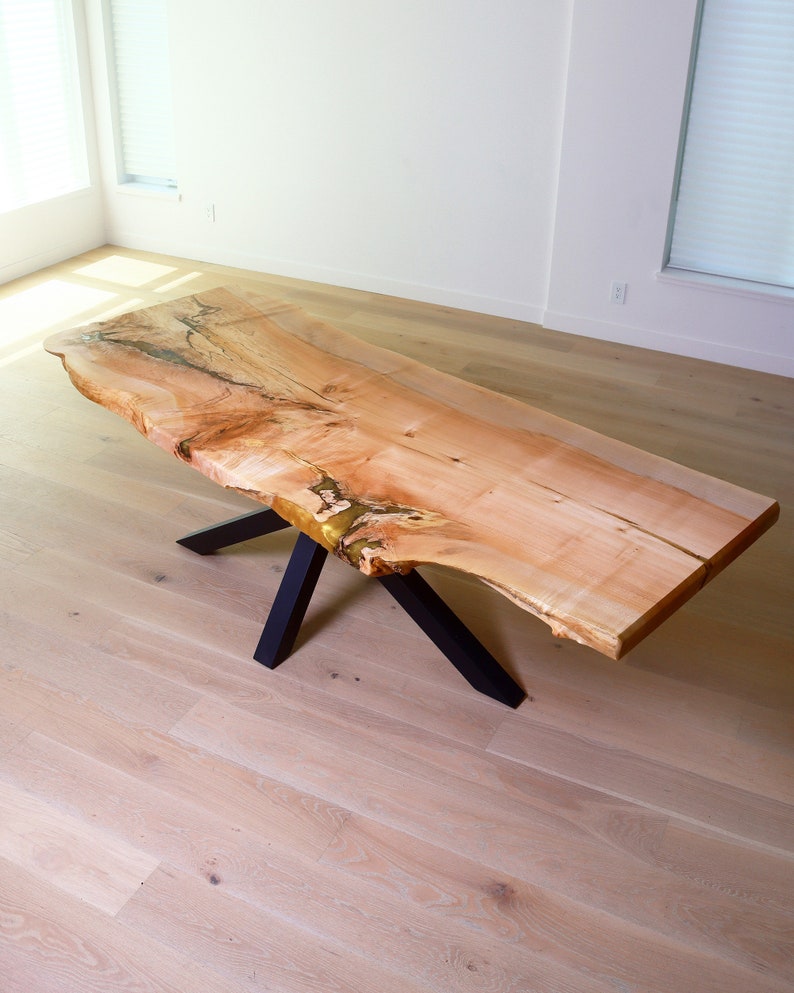 Solid Wood Single Slab Live Edge Table - Spalted Maple 8FT Natural ...