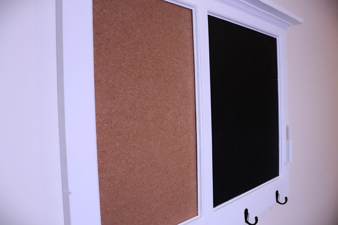 Entry-way Chalkboard Shelf Rustic Bulletin Board Keyholder - Etsy