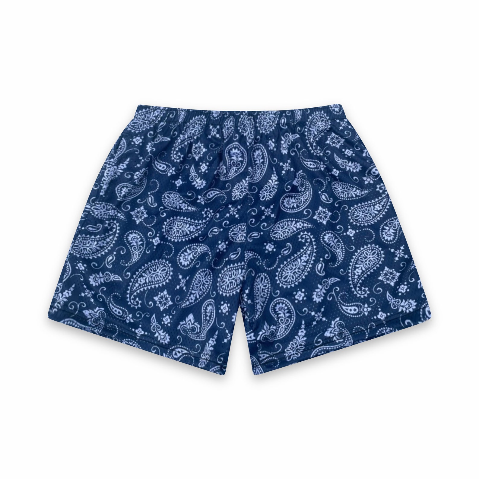 Handsewn Double Layer Paisley Mesh Shorts | Navy Paisley Mesh Shorts ...