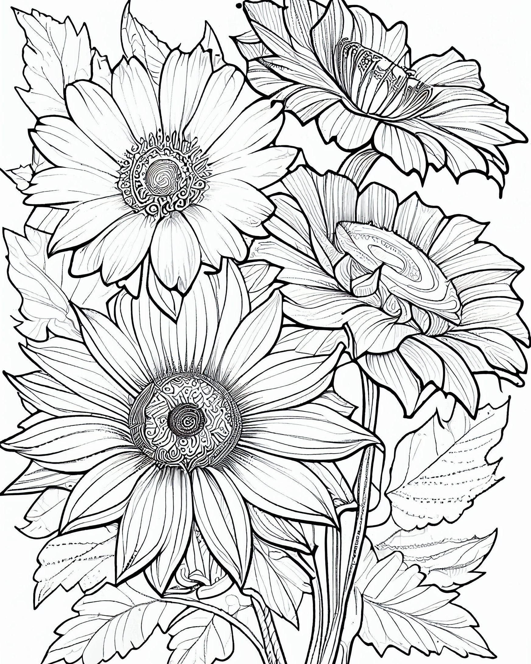 Flower Coloring Pages - Etsy