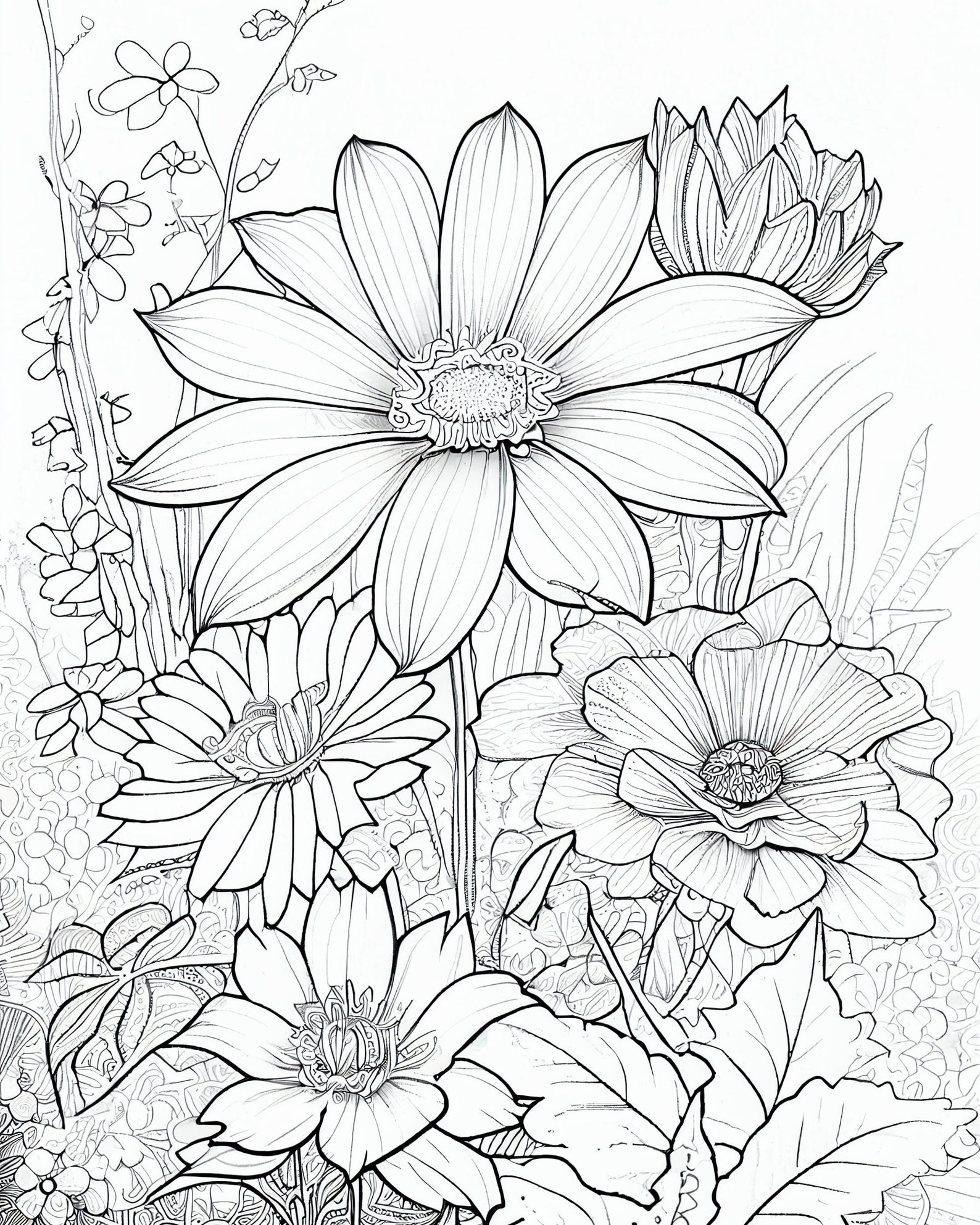 Flower Coloring Pages - Etsy