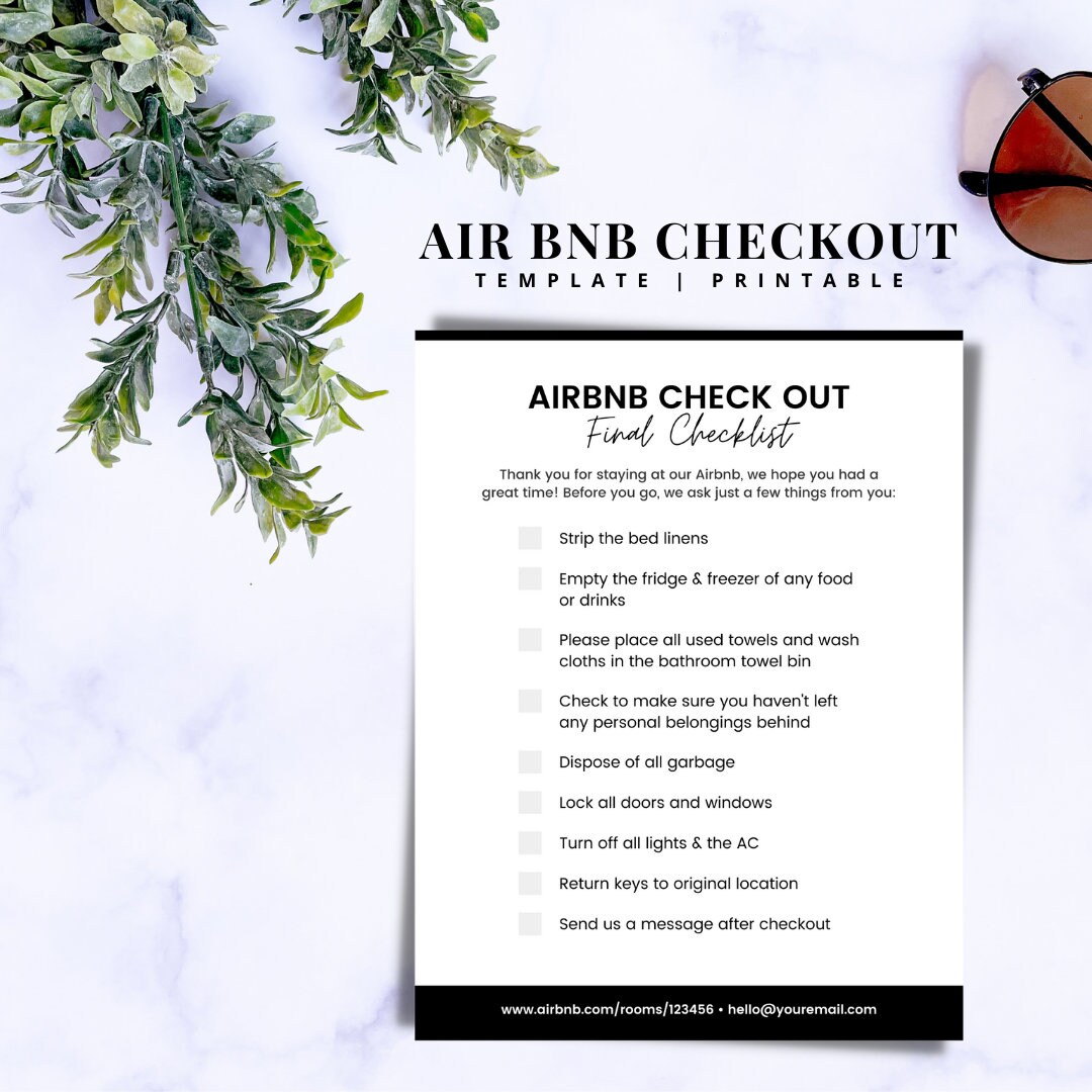 Airbnb Guest Check Out Checklist Sign Template Editable Etsy UK
