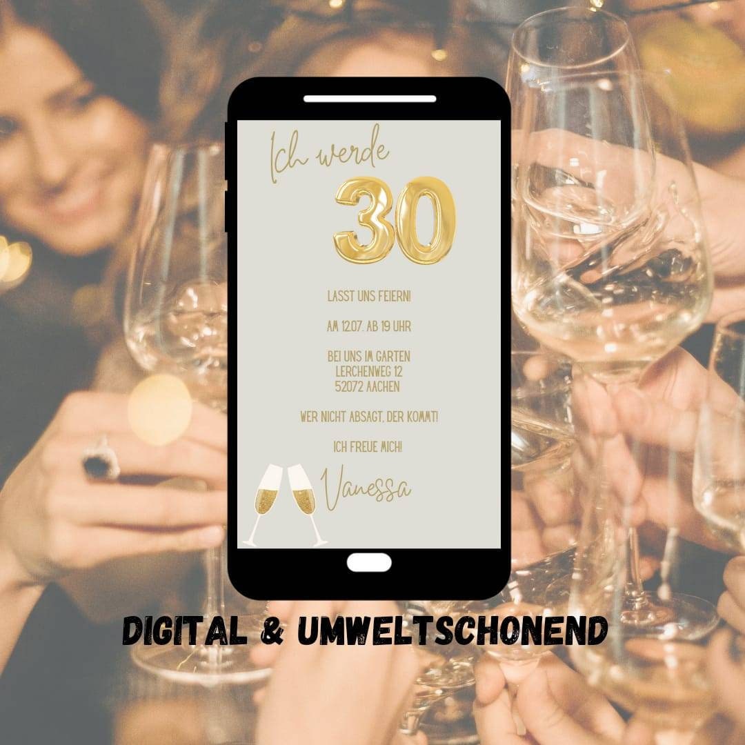 Animated Invitation Birthday Gold 30. 40. 50. 60. Birthday Personalized ...