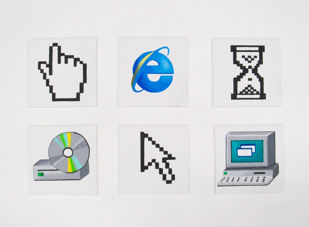 Windows 95/98 Icon Acrylic Paintings (5"x5") - Set 1 - Etsy