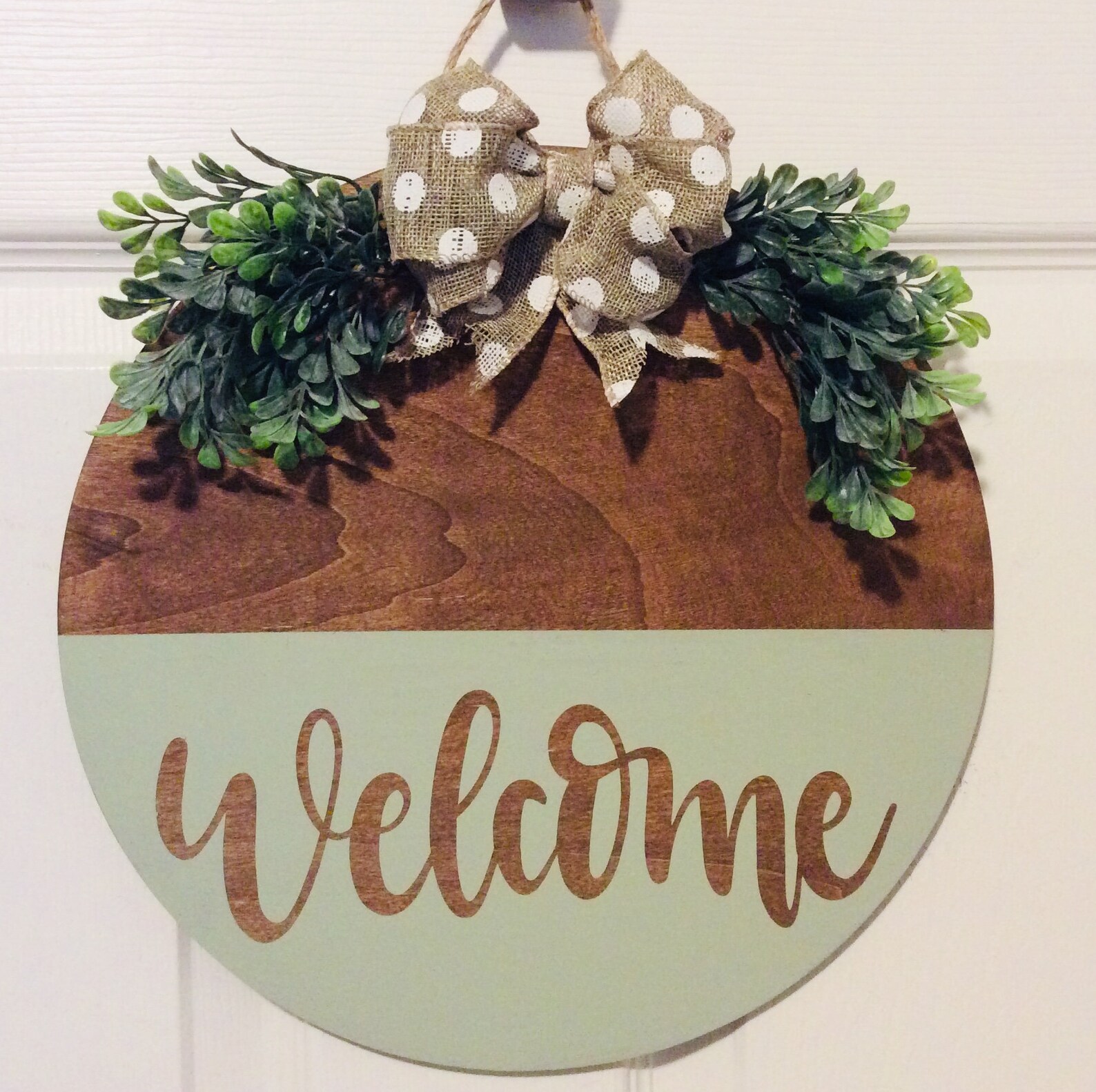 Round "welcome" Wood Painted Sign - Etsy