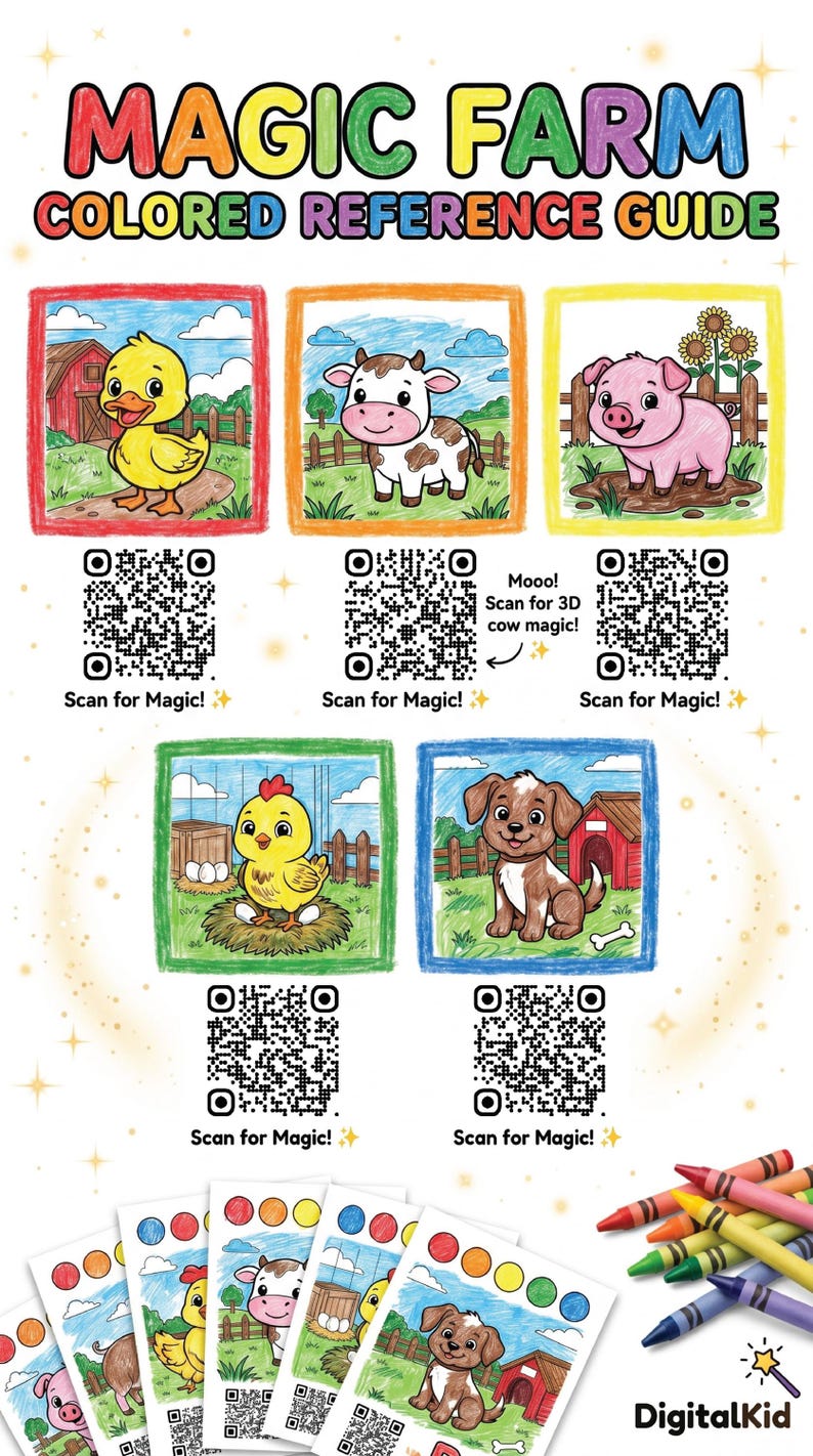 Magic Farm 3D Coloring Pages | Interactive Animals, QR Animations ...