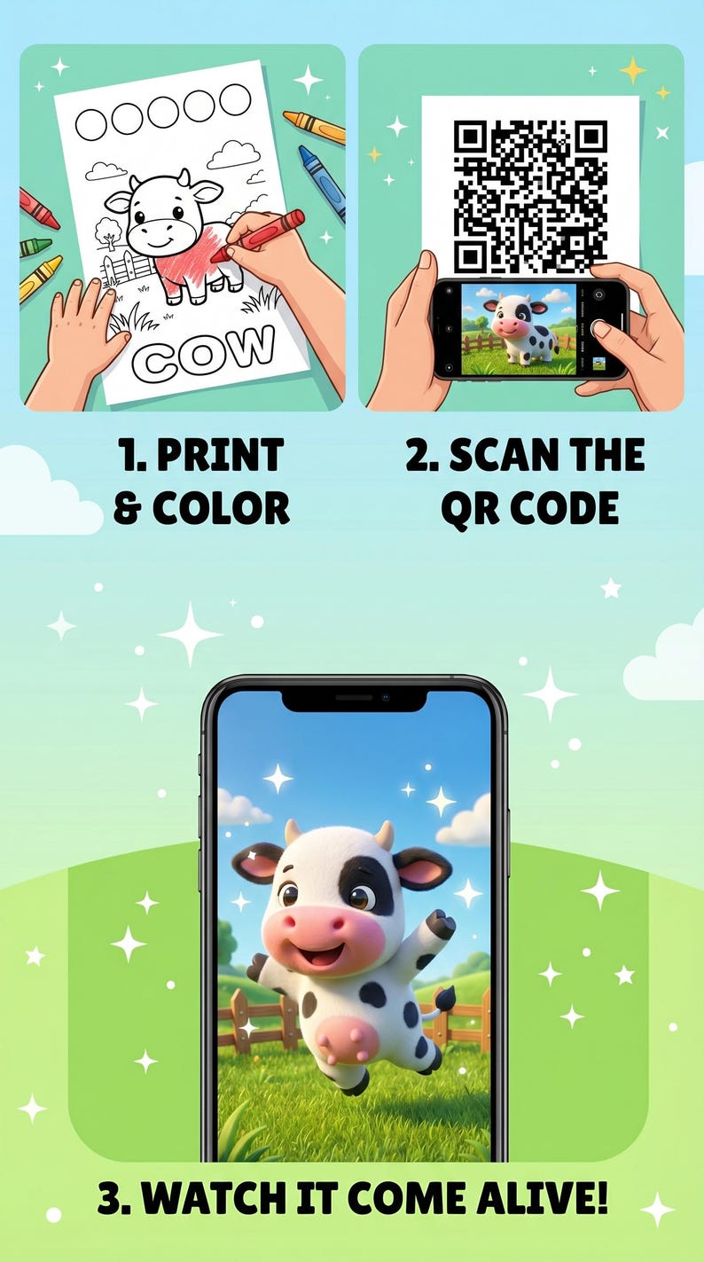 Magic Farm 3D Coloring Pages | Interactive Animals, QR Animations ...