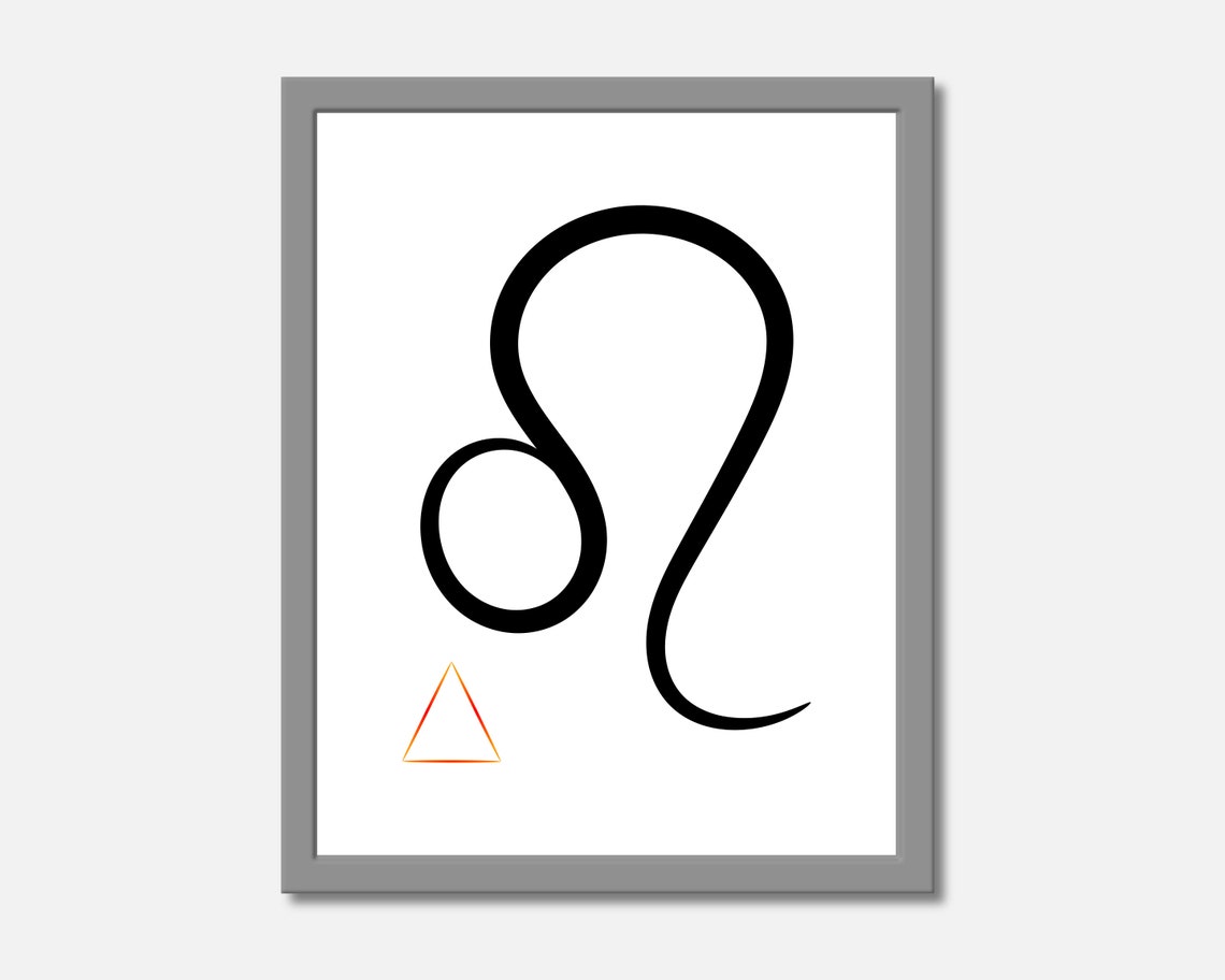 Leo Zodiac Sign With Fire Element Symbol. Digital Download. - Etsy