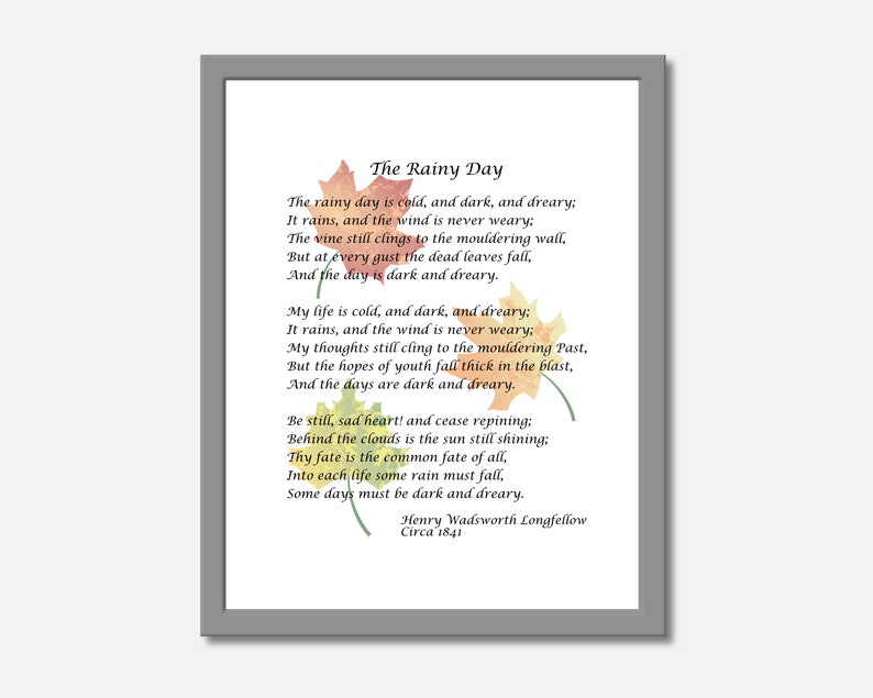 Henry Wadsworth Longfellow. the Rainy Day Poem. Calligraphy Font ...