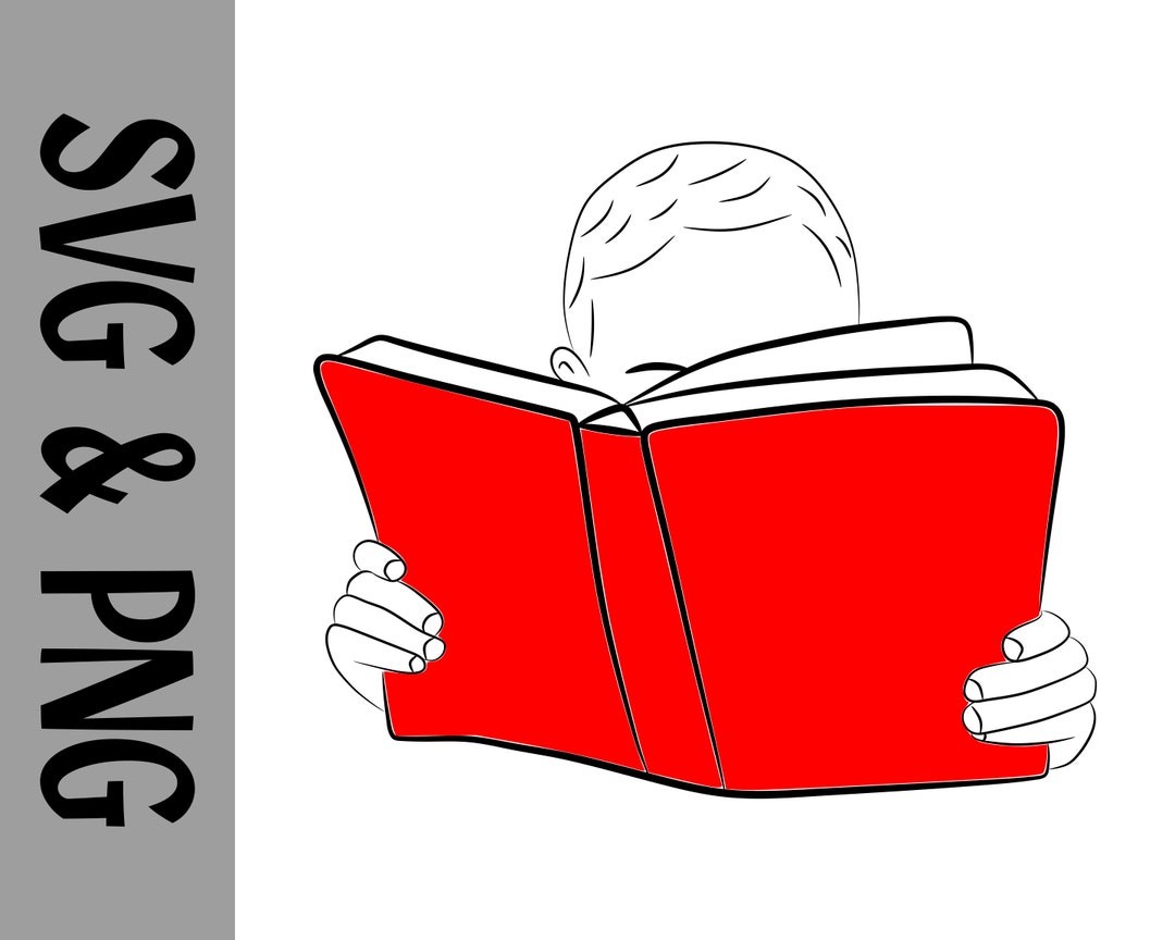A Boy Reading a Red Book. SVG and PNG. Minimalist Graphic Design ...