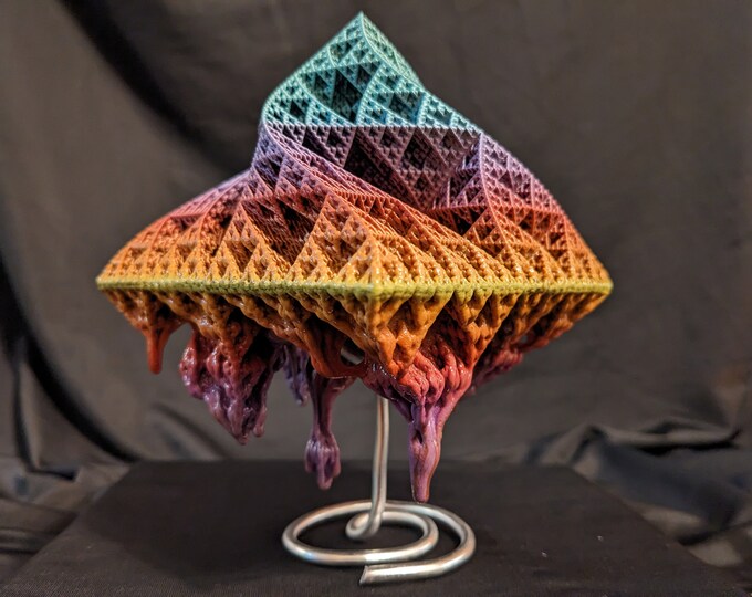 3D Printed Dripping / Melted Rainbow Warped Sierpinski Pyramid ...