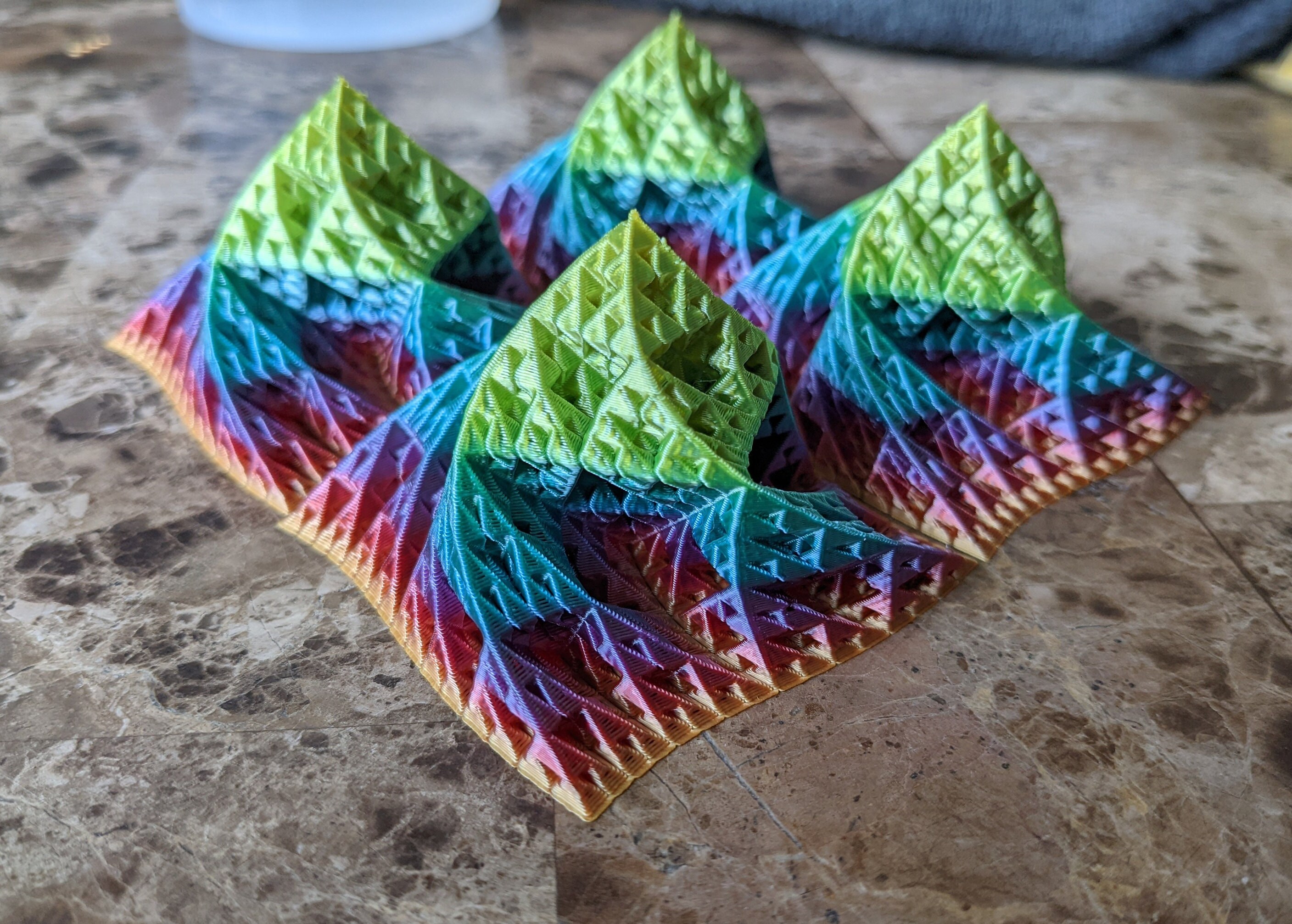 Small 3D Printed Rainbow Warped Sierpinski Pyramid - Small (2.25" Base ...