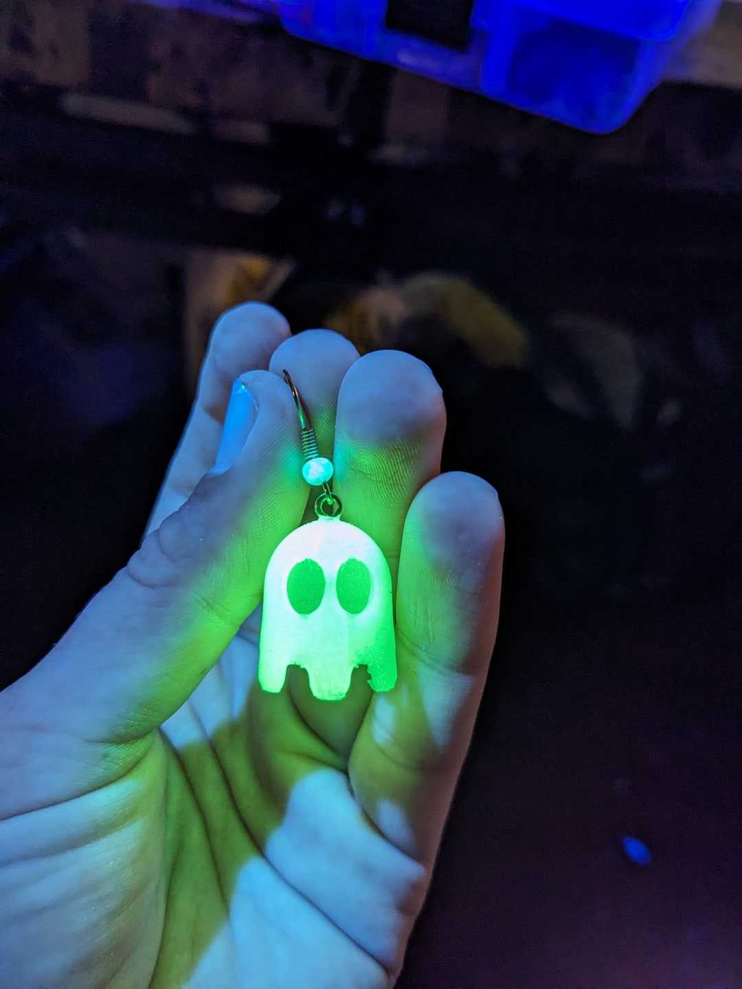 Green Glow-in-the-dark Pac-man Ghost Earrings; 3D Printed; Spooky ...