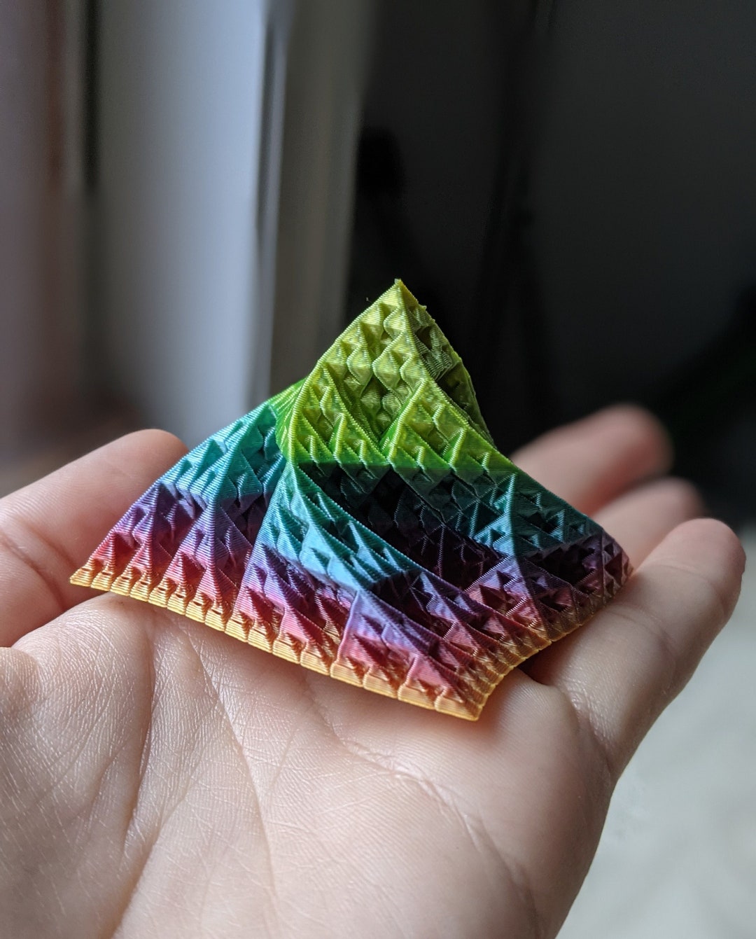Small 3D Printed Rainbow Warped Sierpinski Pyramid - Small (2.25" Base ...